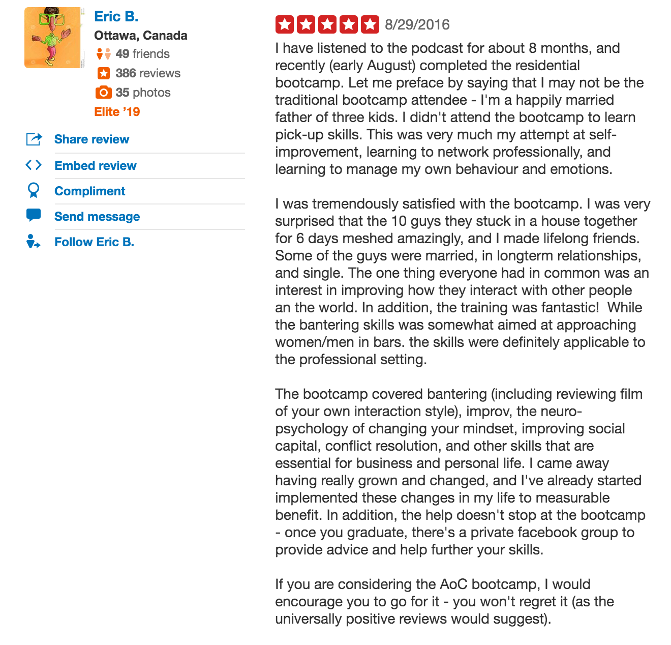 The Art of Charm Bootcamp Client Testimonials